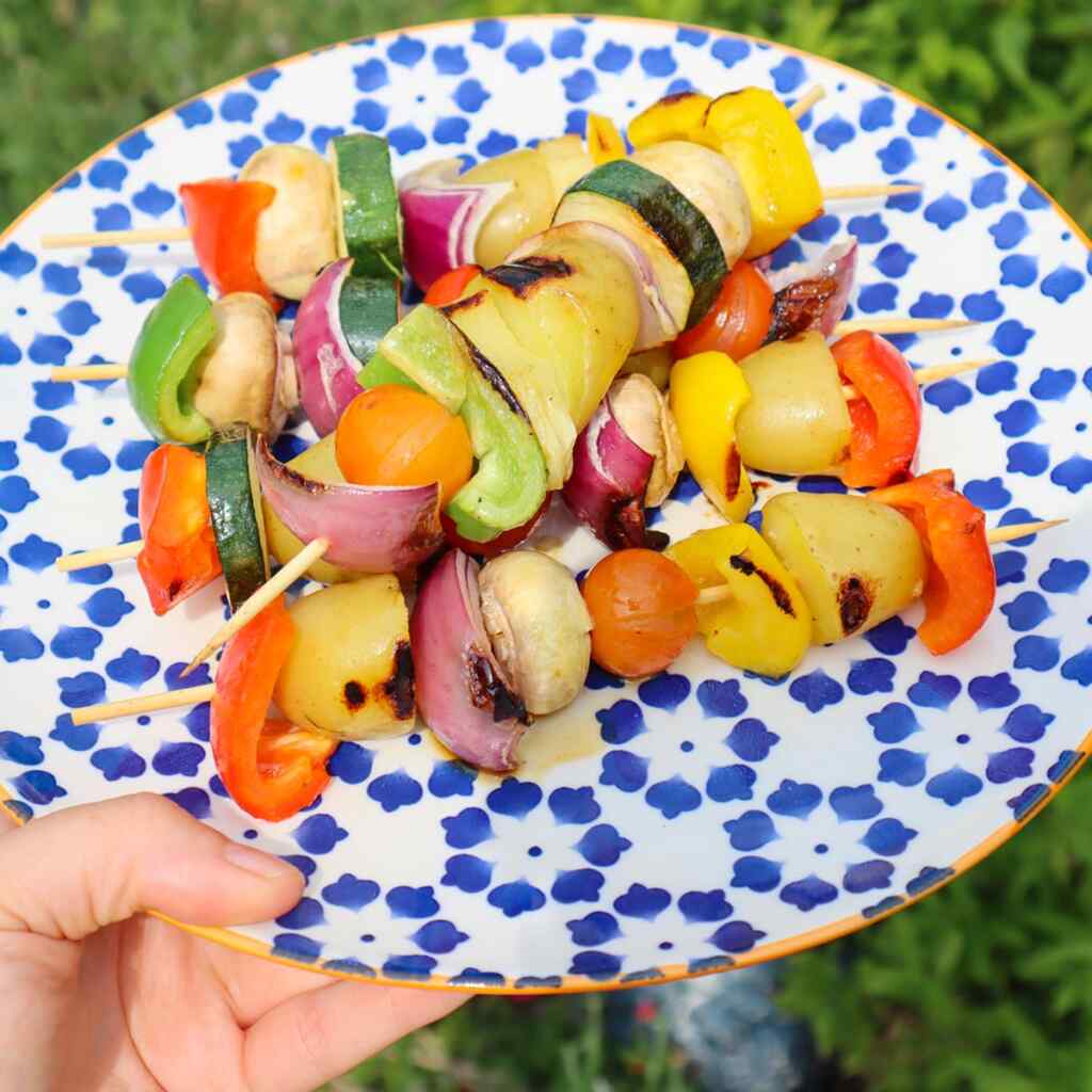 Grilled Vegetable Kebabs - BBQ grilled vegetable skewers
