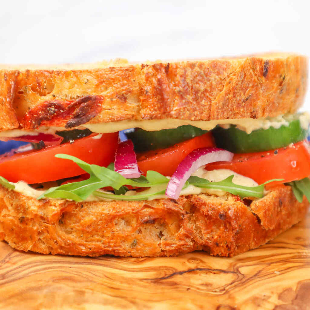Hummus and salad Toasted Sandwich - The perfect lunch