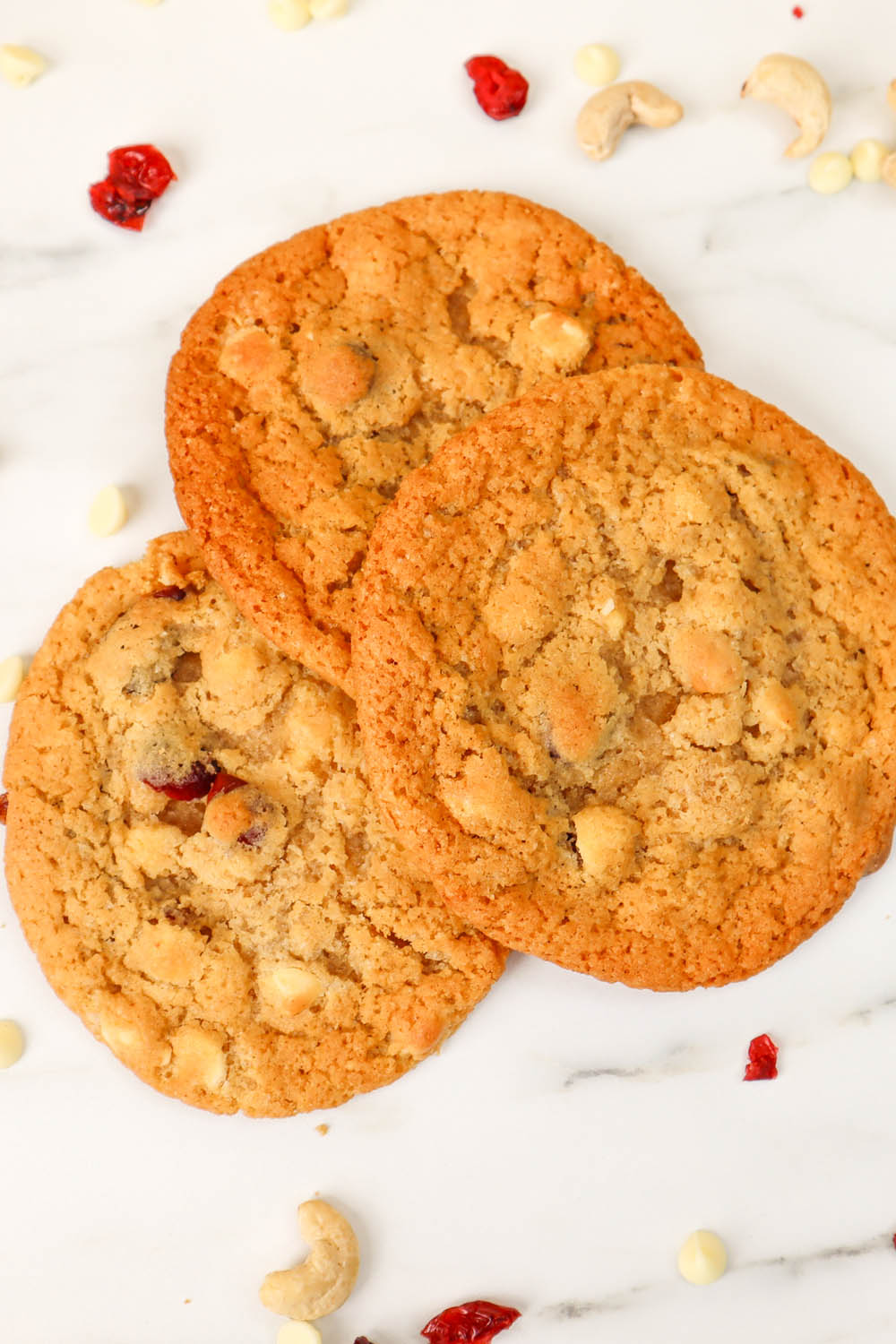 White Chocolate, Cashew and Cranberry Cookies